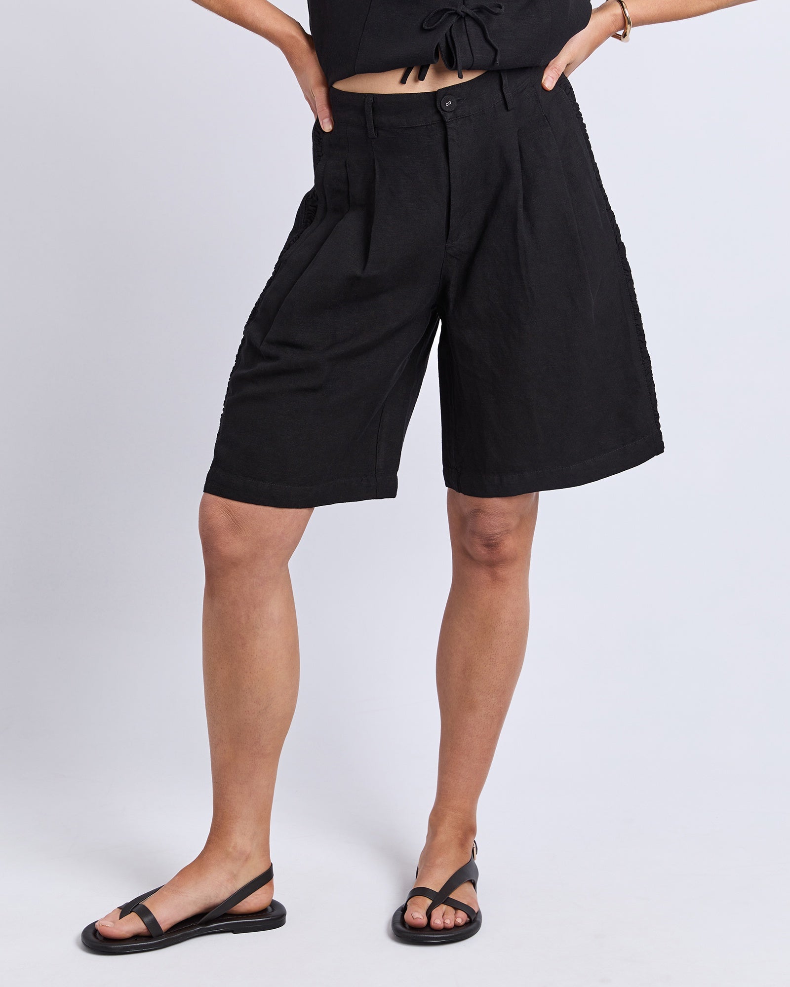 Foxwood San Lucas Linen Shorts-black – Alexanders Apparel Hastings
